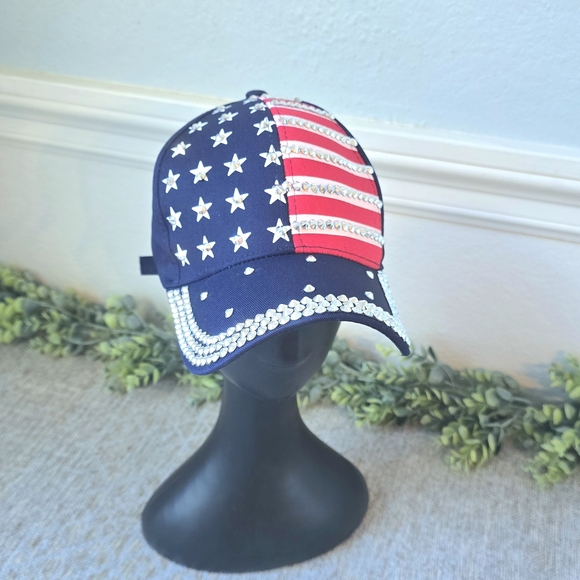 Accessories | Patriotic Cap With Blingy Stars And Stripes Adjustable ...